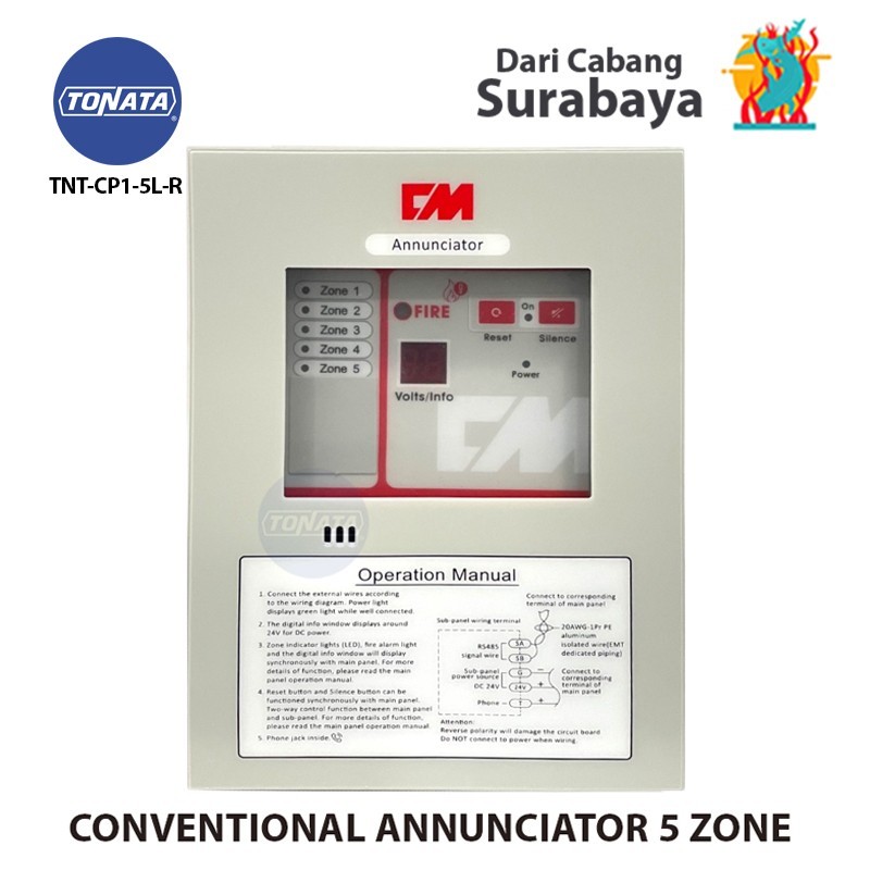 Jual Annunciator Fire Alarm Control Panel 5 Zone Tonata / MCFA Notifier ...