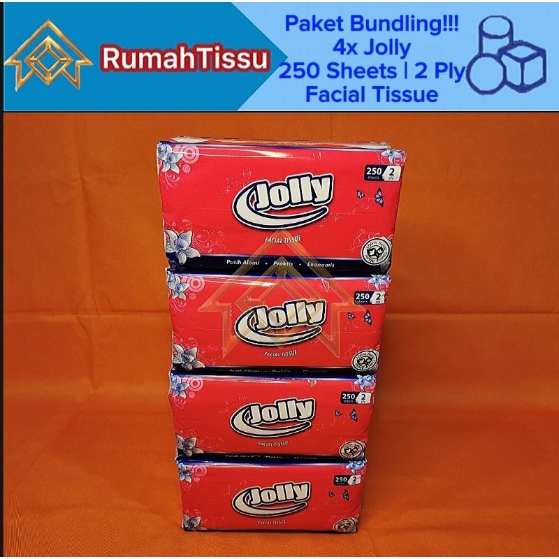 Jual [Paket Bundling 4 Pack] Tisu Tissue Jolly Facial Pack by Paseo 250 ...