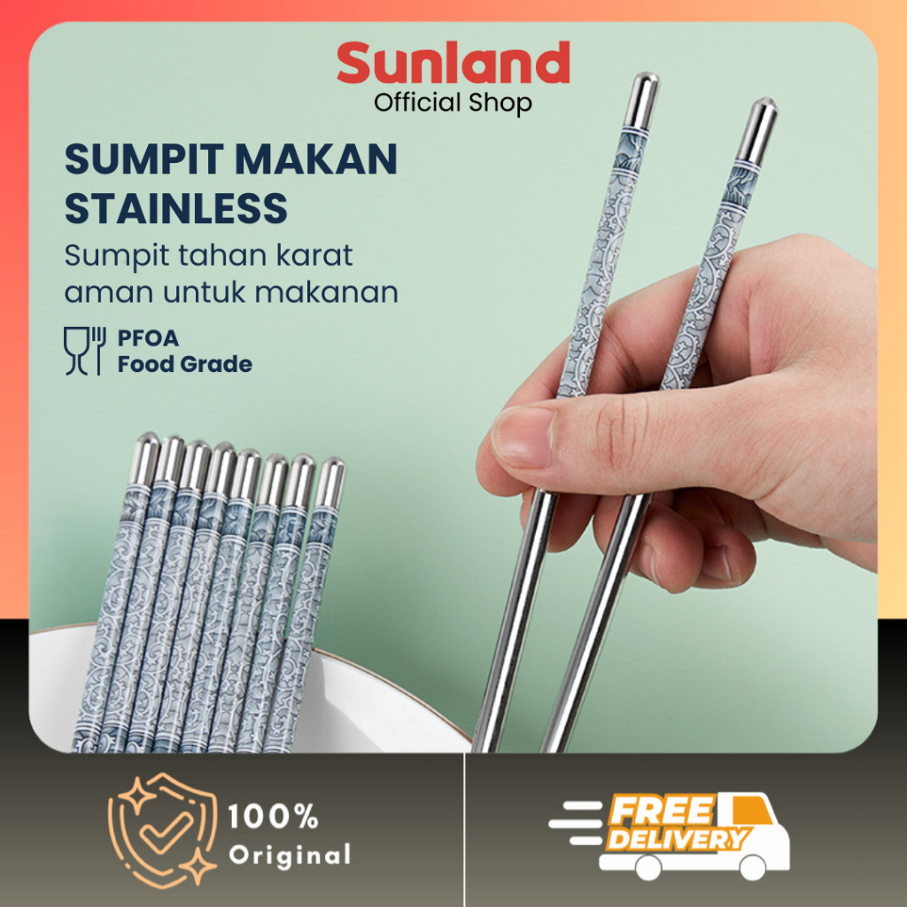 Jual Sumpit Stainless Isi 5 Pasang | Sumpit Mie | Sumpit Pipih Korean ...