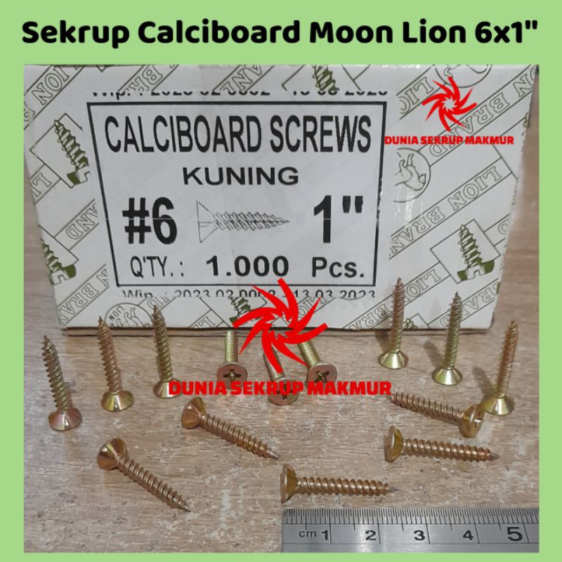 Jual (100 pcs) Sekrup GRC Moon Lion 6x1" / Skrup Kuning Calciboard 2 ...