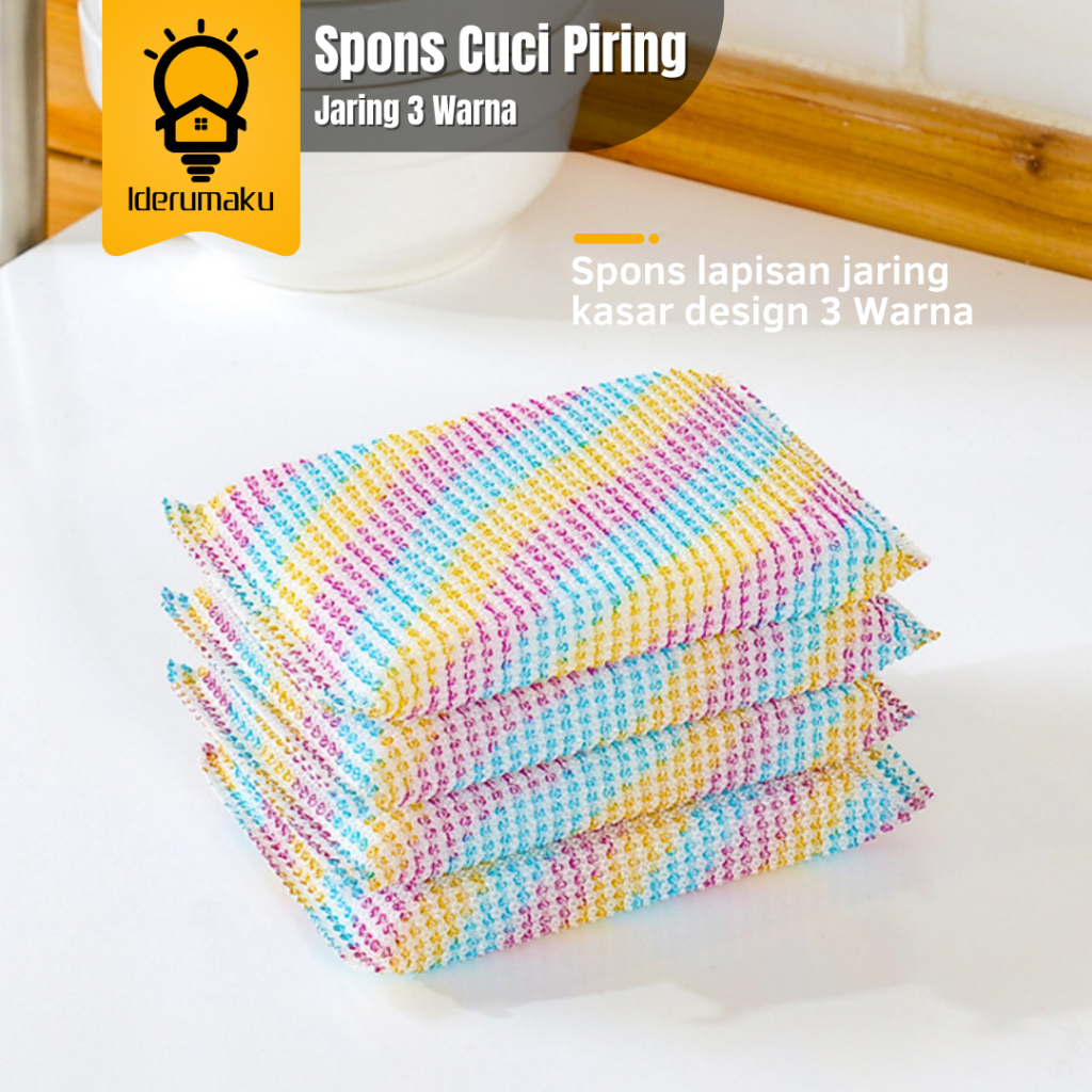 Jual Spons Cuci Piring Jaring 3 Warna Spon Busa Pencuci Piring Magic ...