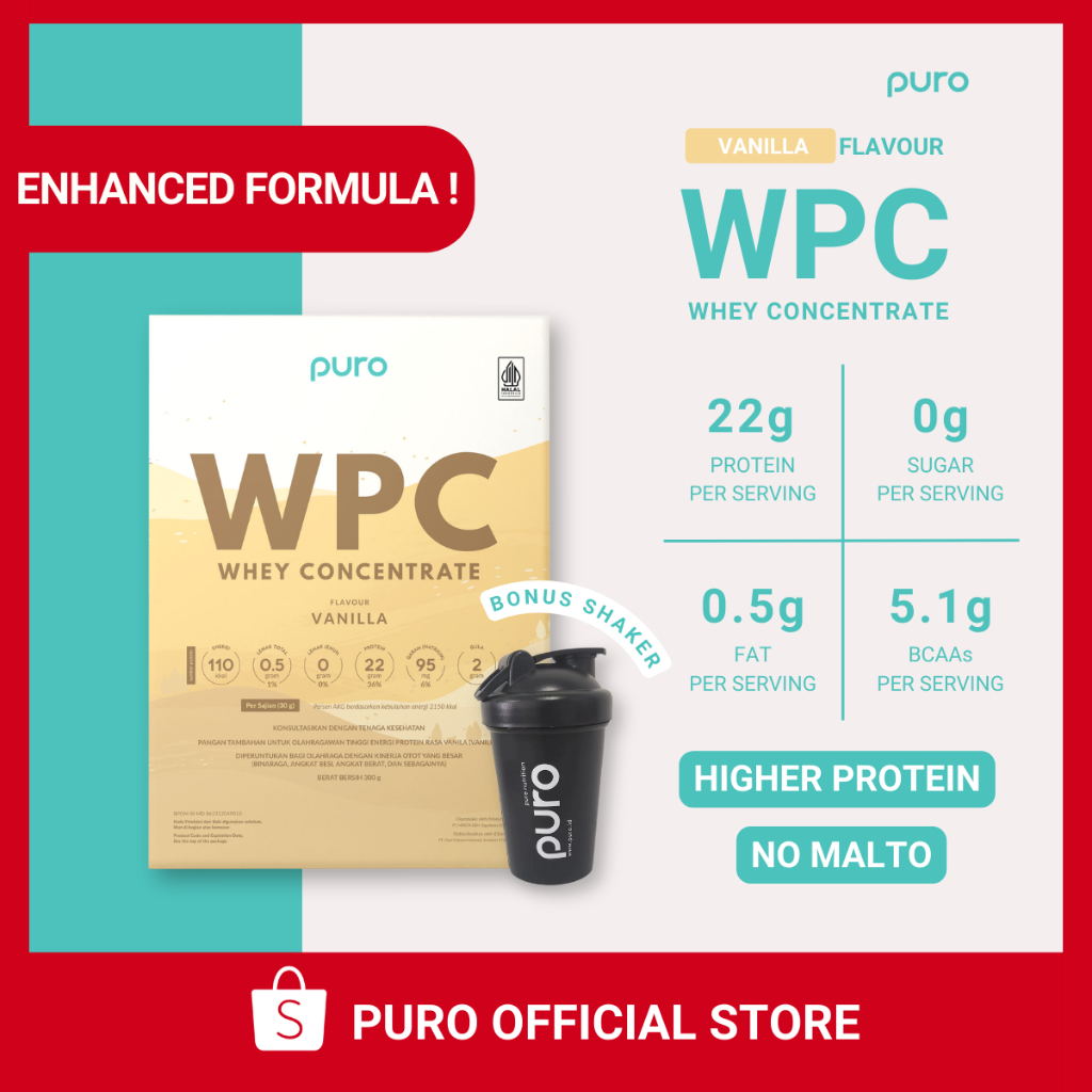 Jual PURO WPC WPRO Whey Protein Concentrate 300gr | Shopee Indonesia
