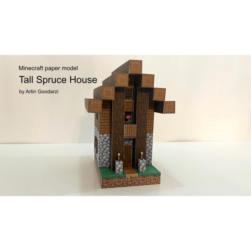 Jual Lembaran pola papercraft minecraft tall spruce house (PP-A27 ...