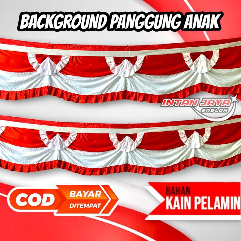 Jual Bendera Background Merah Putih Cantik Full Abutay 10 Gelombang/Umbul Umbul Gelombang ...