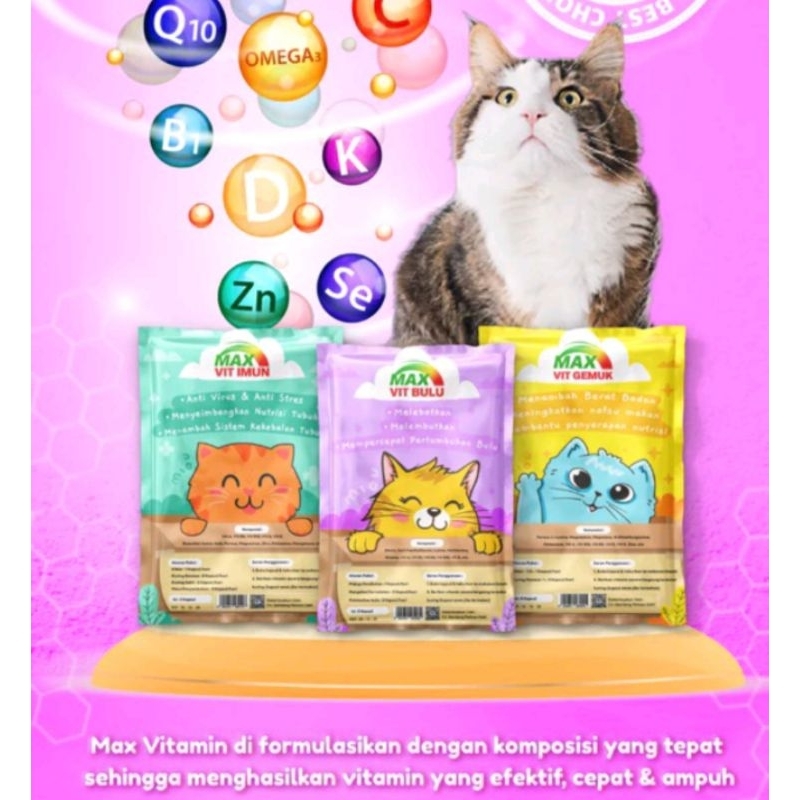 Jual MAX VIT Suplemen Vitamin Kucing Untuk BULU GEMUK DAN IMUN | Shopee ...