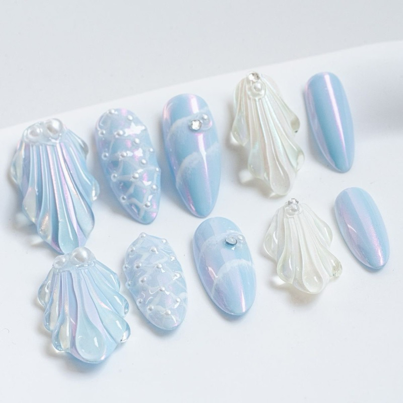 Jual 3D blue | Pink kerang Press on Nails | Shopee Indonesia