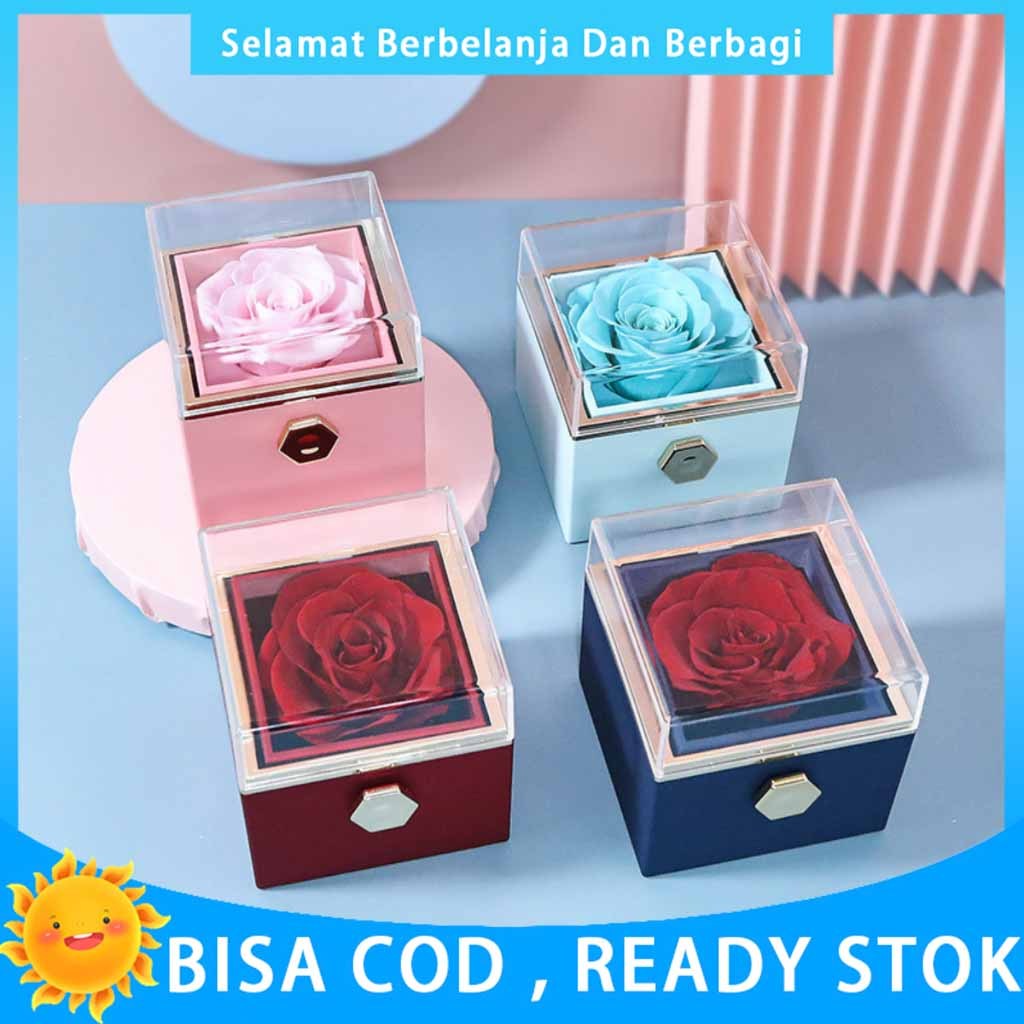 Jual Kotak Perhiasan Cincin Kalung Bunga Abadi Mawar Eternal Rose Gift ...