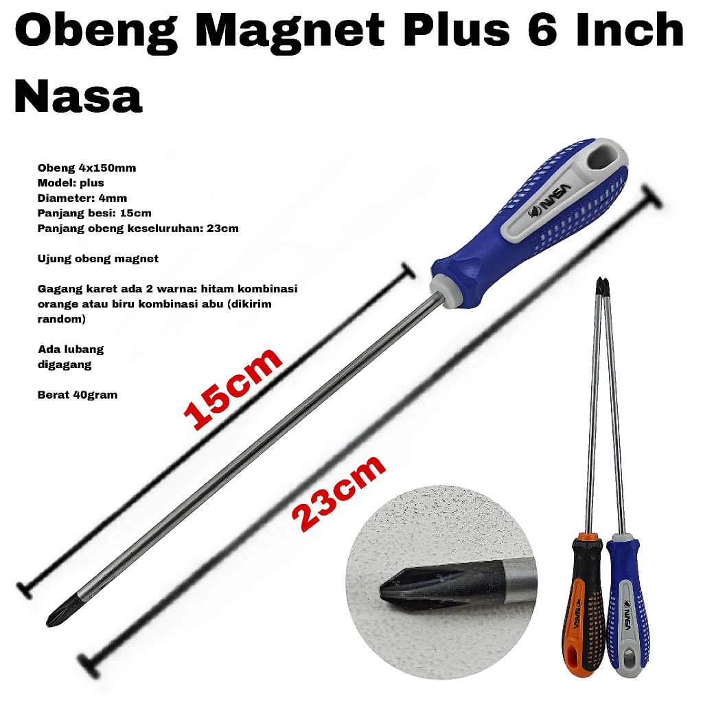 Jual Obeng Plus 6 inch Nasa Diameter 4mm Panjang Besi 15cm Magnet ...