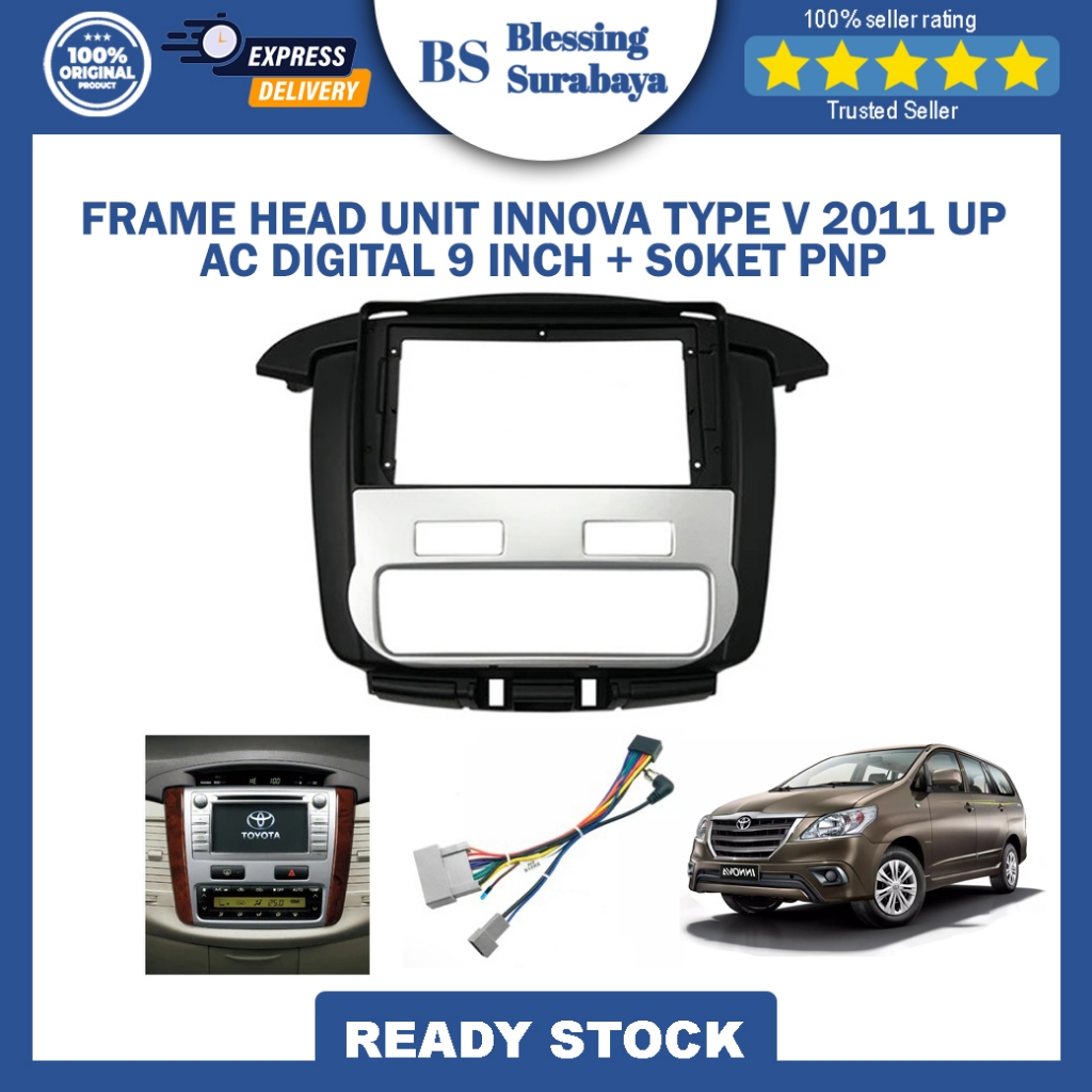 Jual FRAME HEAD UNIT INNOVA TYPE V 2008-2011 AC DIGITAL 9 INCH + SOKET ...