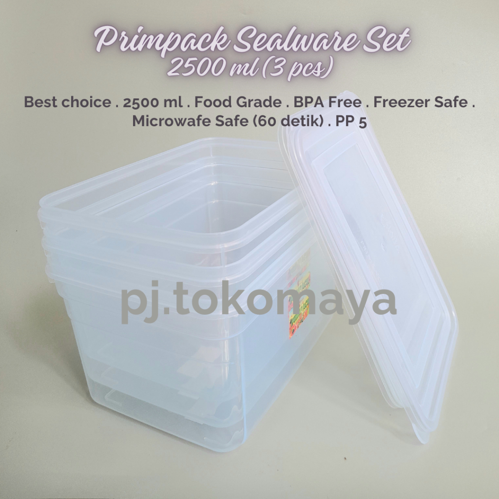 Jual 3pcs Primpack Set 2500ml Wadah Penyimpanan Makanan Kulkas BPA Free ...