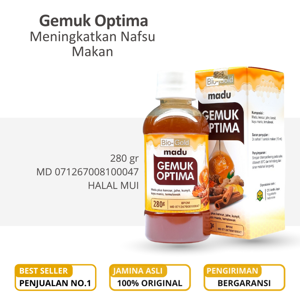 Jual Madu Gemuk Optima Bio Gold Penambah Nafsu Makan Menambah Berat ...