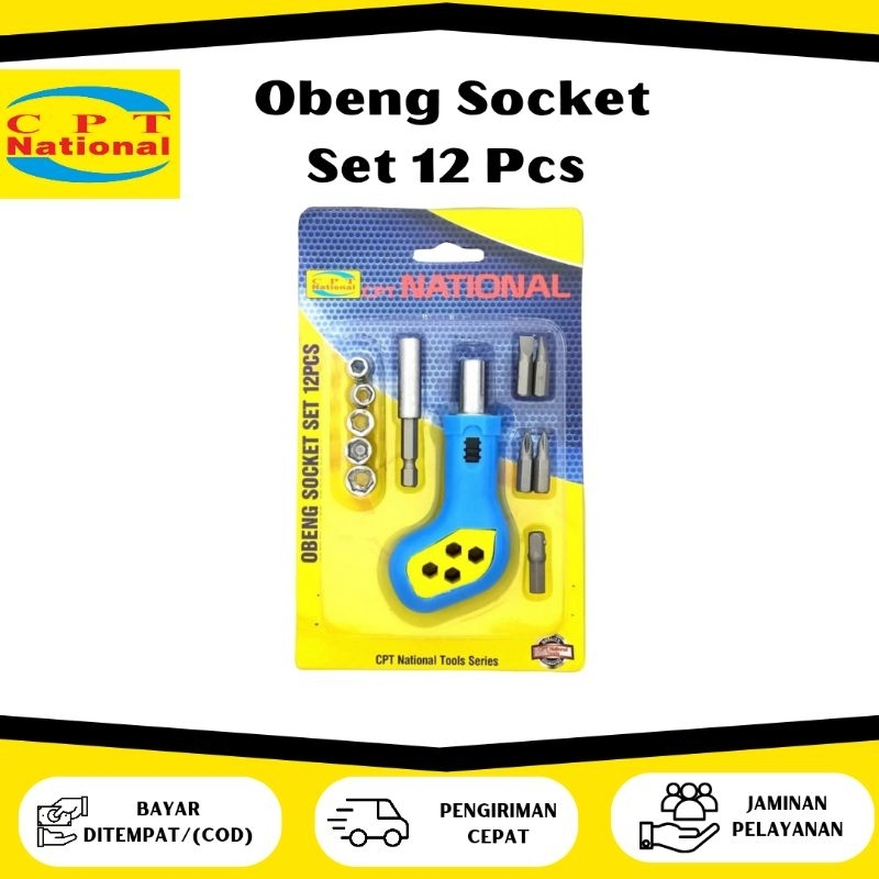 Jual Obeng Socket Set 12 PCS CPT National Kunci Sok / Sock Socket ...