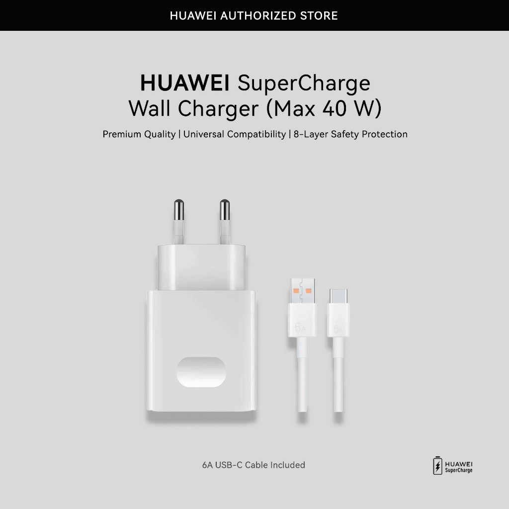 Jual HUAWEI CHARGER 40WATT + KABEL USB TYPE C 6A | Shopee Indonesia