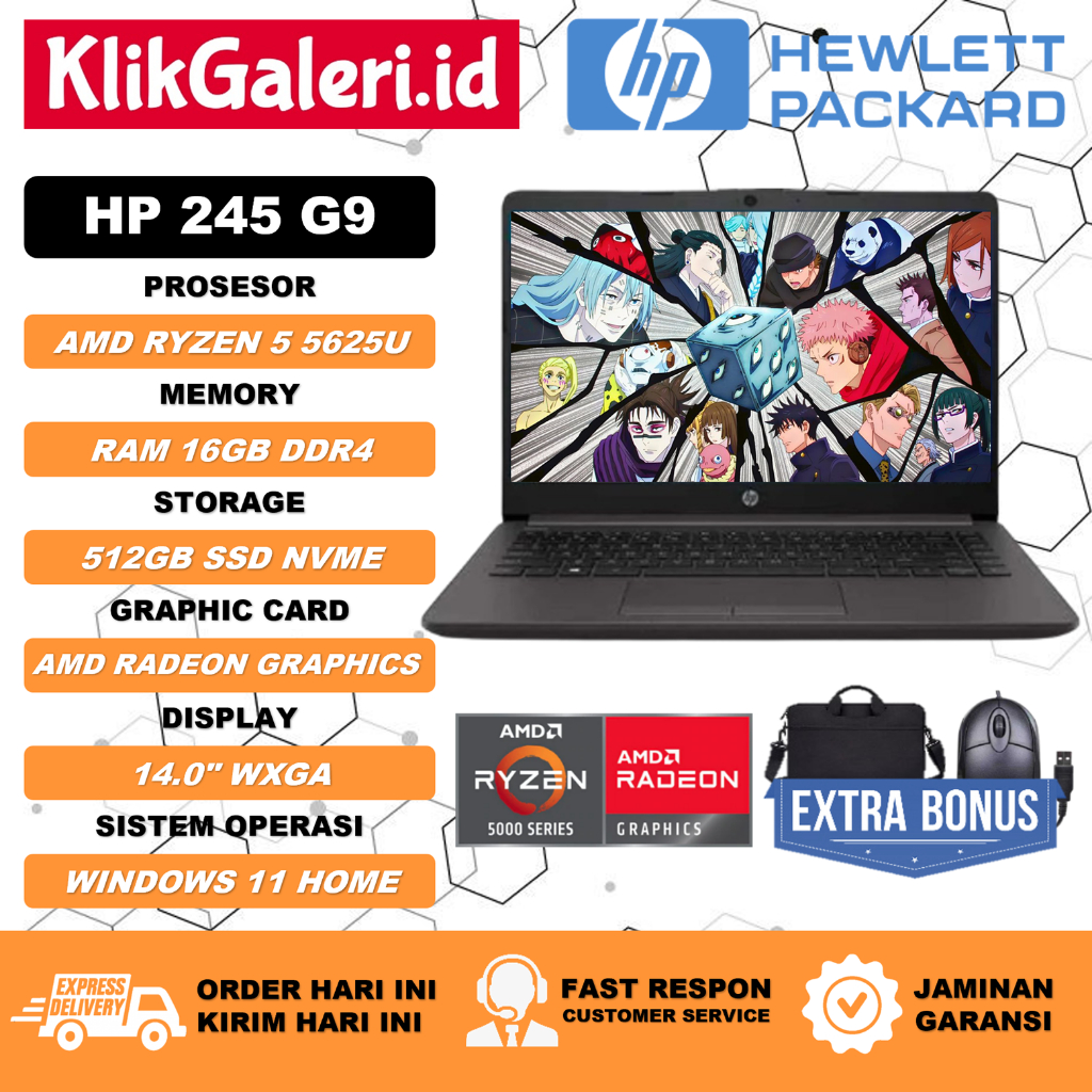Jual LAPTOP RYZEN MURAH HP 245 G9 RYZEN 5 5625U 8GB 512GB SSD WIN11 ...