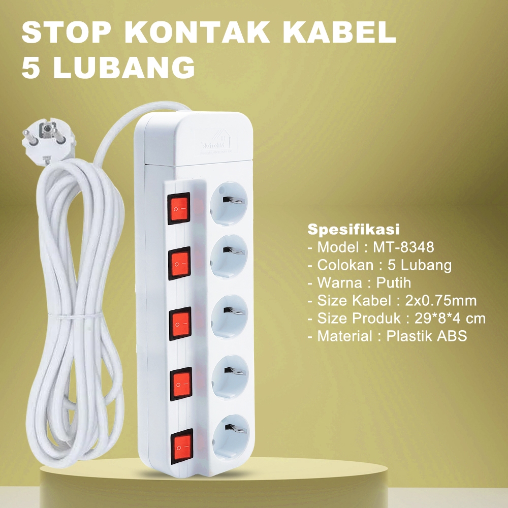 Jual Mikotek Stop Kontak Kabel + Saklar Masing Masing 3 4 5 Lubang ...