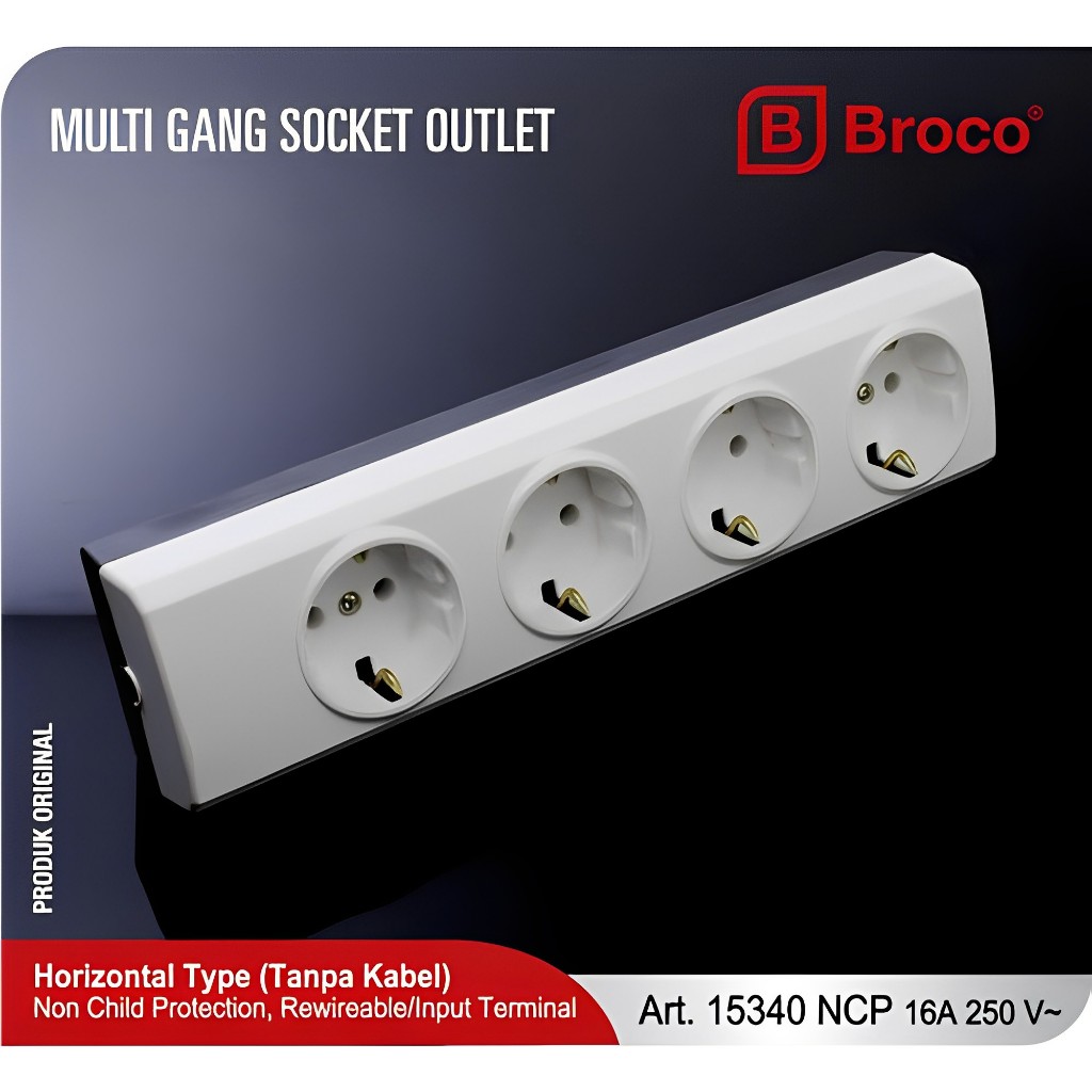Jual BROCO STOP KONTAK ARDE CP 4 LUBANG PUTIH 15340 (1534055) NCP ...
