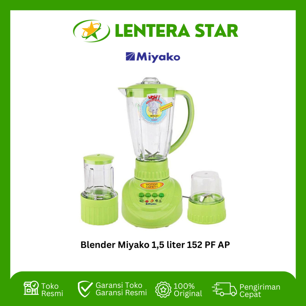 Jual Miyako Blender 3 in 1 Plastik Mika 1,5 Liter Hijau 3 Tombol Speed ...