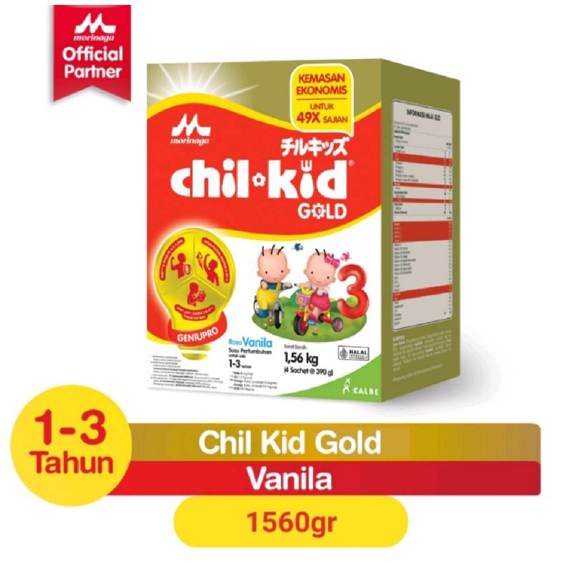 Jual Morinaga chil kid gold 3 kemasan 1560 gram (vanila) - Potong tutup | Shopee Indonesia