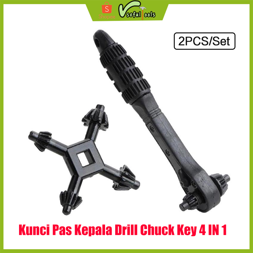 Jual Usefultools 2Pcs Kunci Kepala Bor 4 Way Universal Multifungsi ...