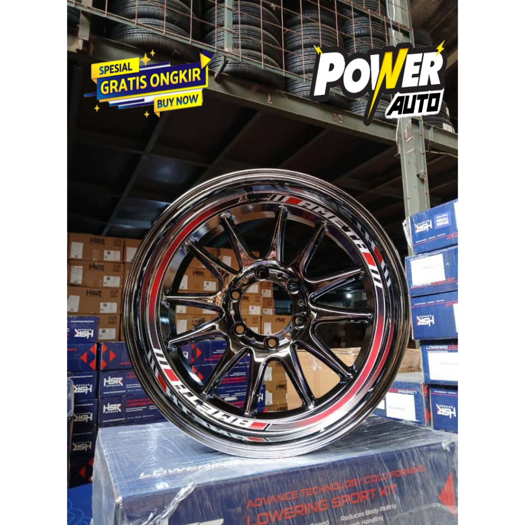 Jual Velg racing merk HSR tipe AMETH r18 lobang 6 Black Chrome untuk ...