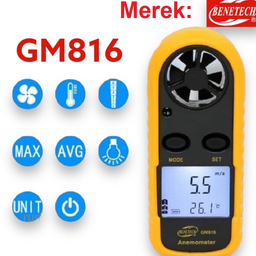 Jual Tren Kekinian Digital Wind Anemometer GM816 Pengukur Kecepatan ...