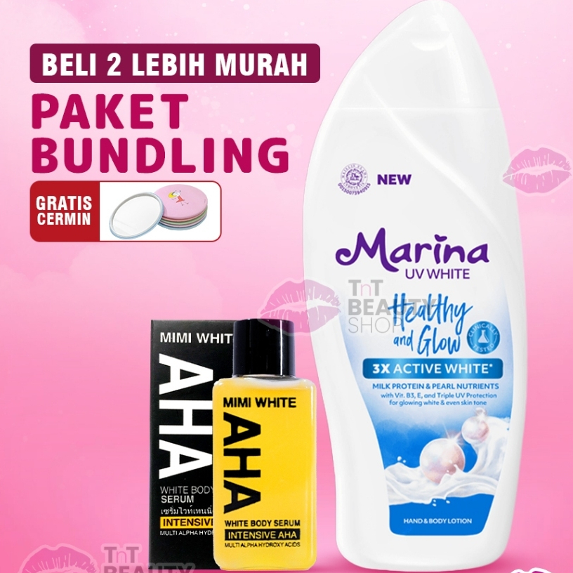 Jual [BUNDLING] Marina Hand & Body Lotion UV White Healthy & Glow 460ml ...