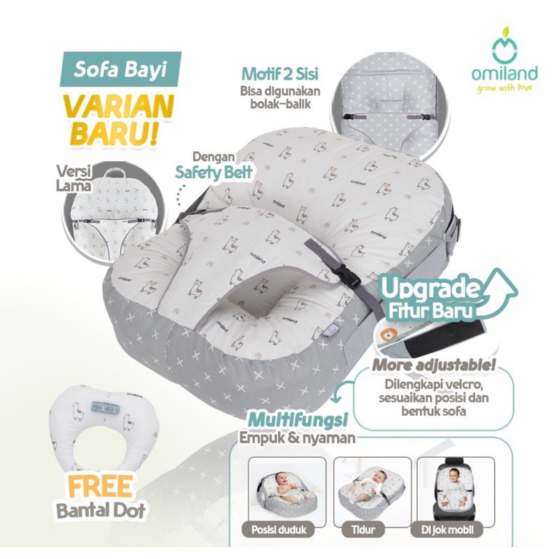 Jual Omiland Sofa Bayi Multifungsi + Bantal Dot Fox Series / Alpaca ...