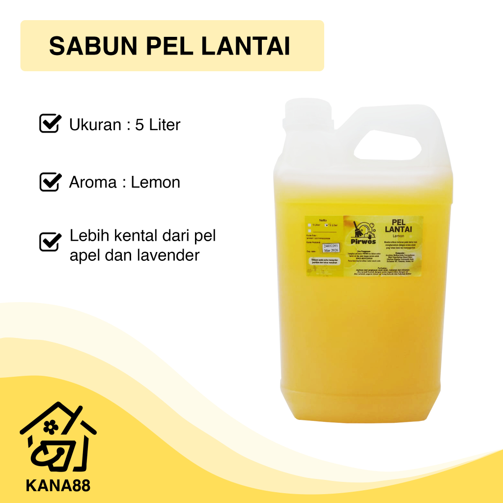 Jual Pel Lantai Lemon 5 Liter Pirwos Sabun Pel Pembersih Lantai Floor ...