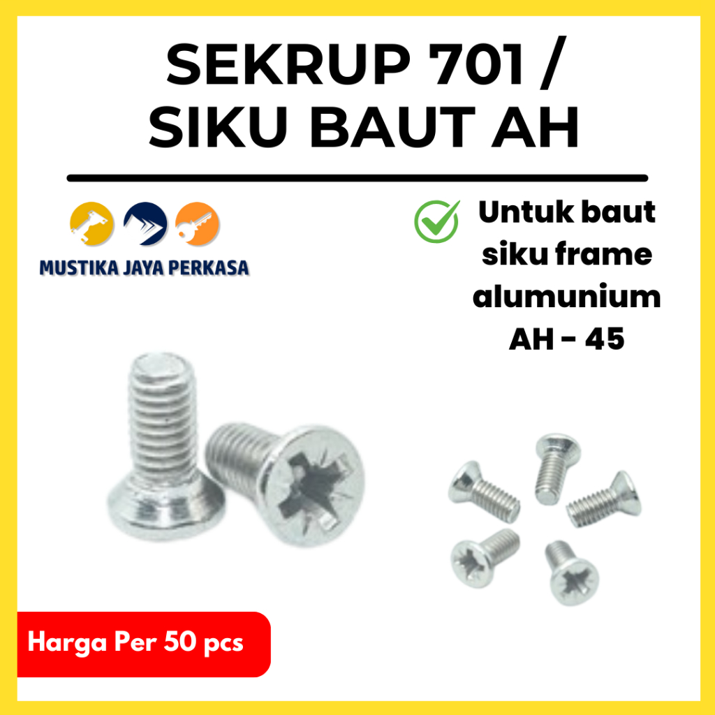 Jual (50 pcs) Sekrup Skrup 701 / Baut Siku AH / Baut AH - 45 Huben ...