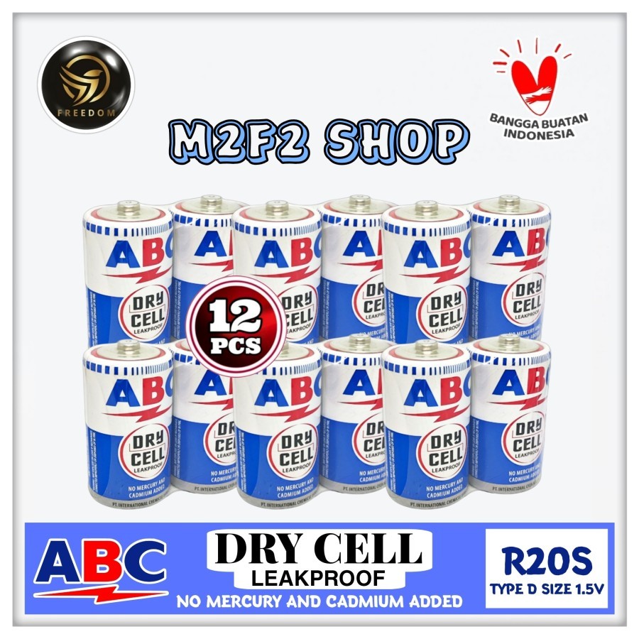 Jual Batu Baterai ABC Biru Dry Cell Ukuran Besar Type R20S IEC/UM-1/D ...