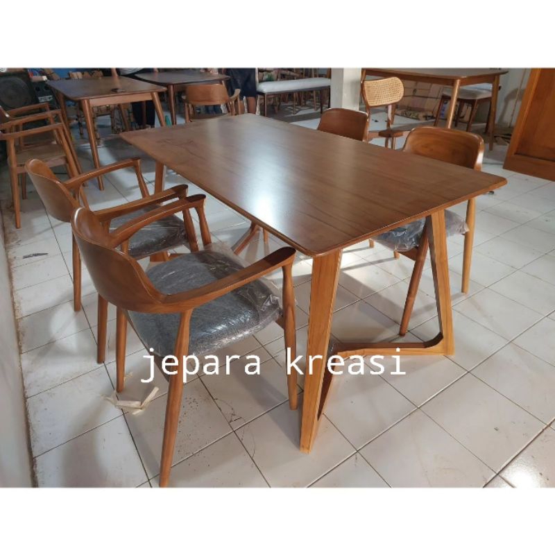 Jual meja makan 4 kursi kayu jati minimalis, set meja makan jati 4 kursi minimalis | Shopee ...
