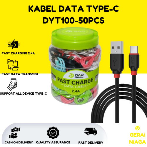 Jual Kabel Data Type C isi 50PCS merek DAP Kabel Charger DAP 100cm Fast ...