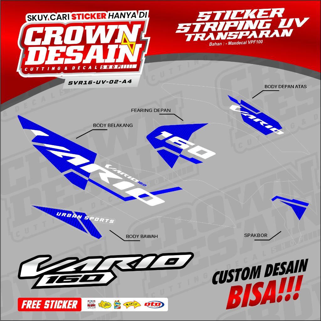 Jual STRIPING UV TRANSPARAN VARIO 160 NEW DESAIN MALAY GARIS SIMPEL LIS ...