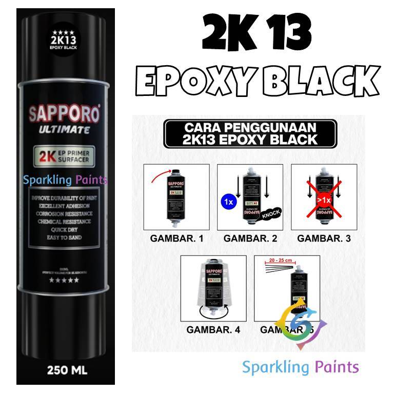 Jual Pilox Sapporo Ultimate 2K13 Epoxy Black 250ml Epoksi Poksi Poxy ...