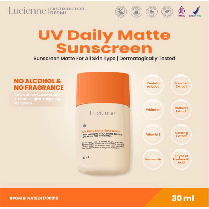 Jual LUCIENNE TINTED MATTE GLOWING SUNSCREEN LUCIENNE SPF50 PA++ ...