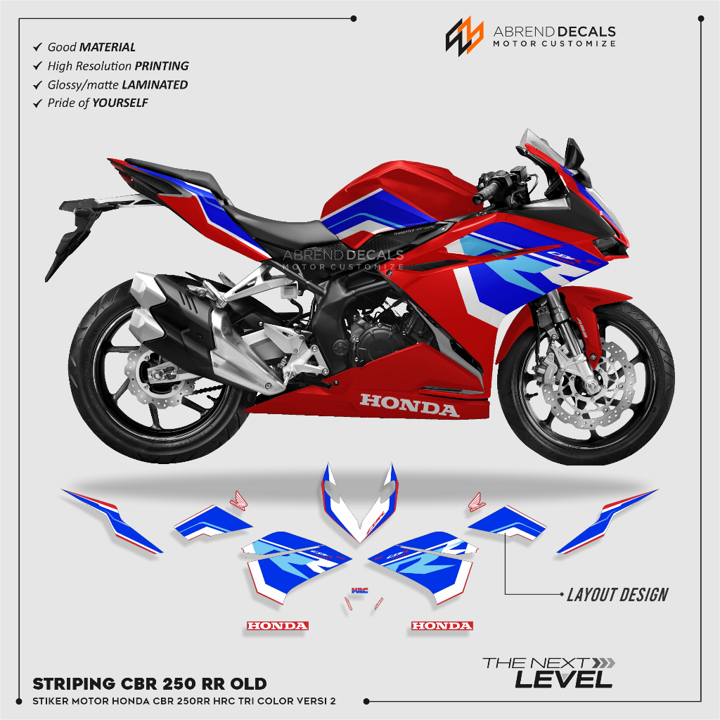 Jual Striping CBR 250 RR HRC Tri Color Versi 2 / Stiker Motor Honda CBR ...