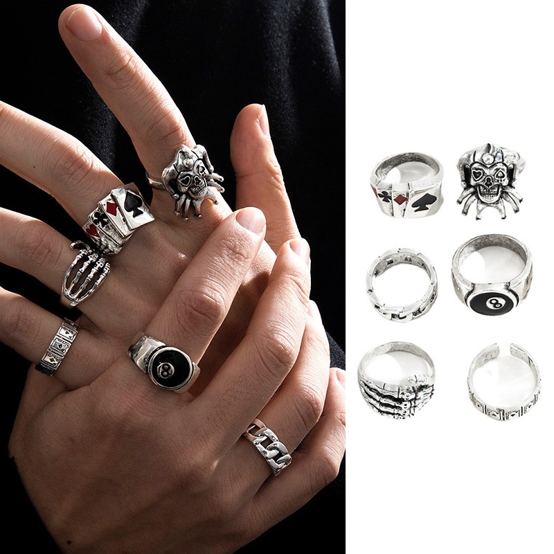 Jual COD 6Pcs/Set Cincin Unisex Punk Tengkorak Pria Membesar-besarkan ...