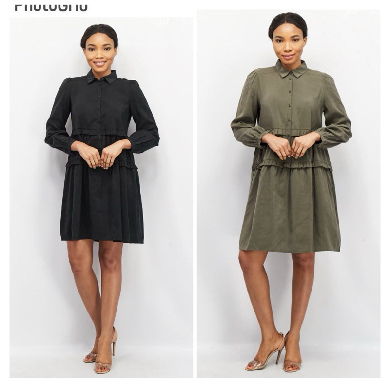 Jual Esprit ( Long Sleeve Plain Mini Dress ) | Shopee Indonesia