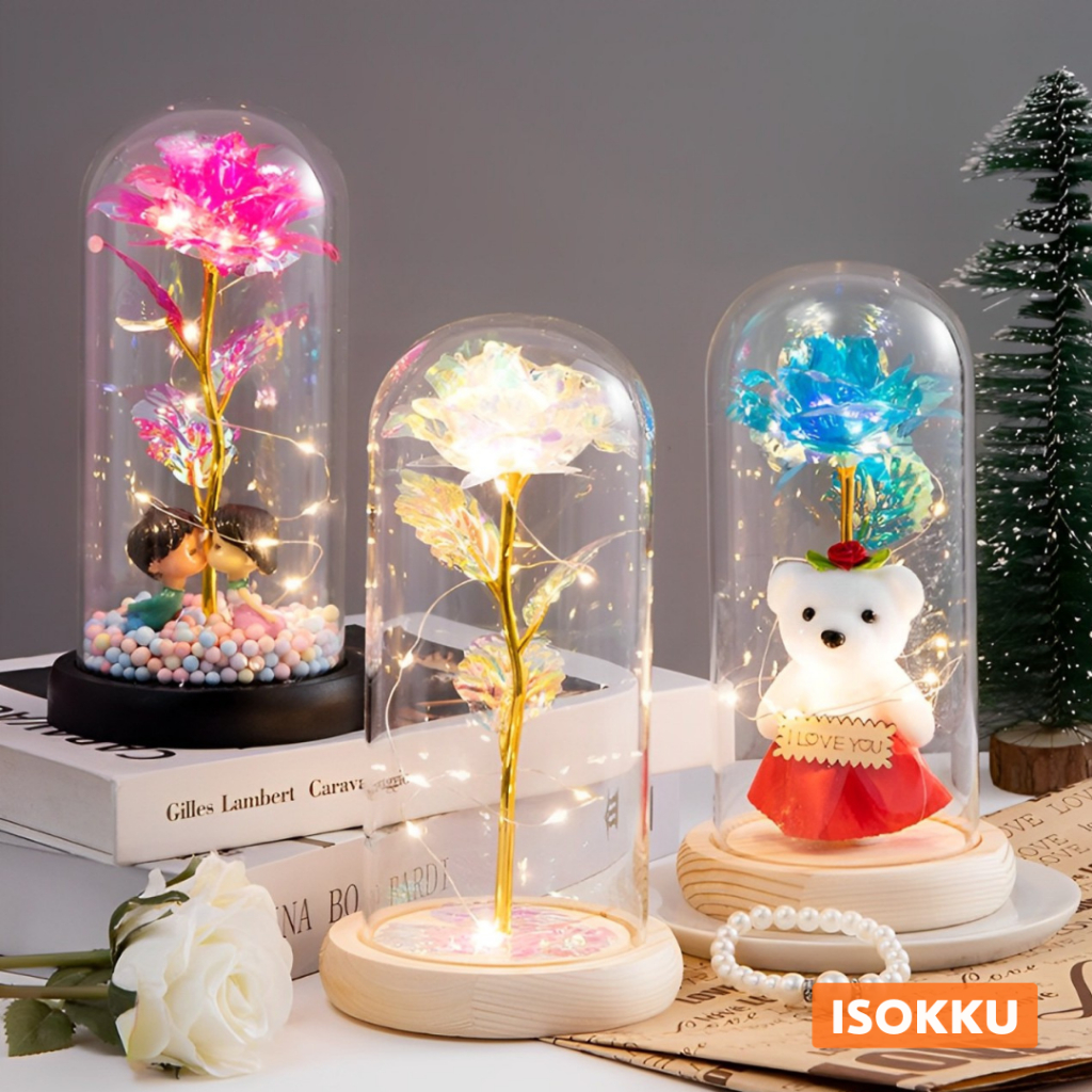 Jual ISOKKU Hiasan Lampu LED Kaca Bunga Mawar Lights Hadiah Ulang Tahun ...