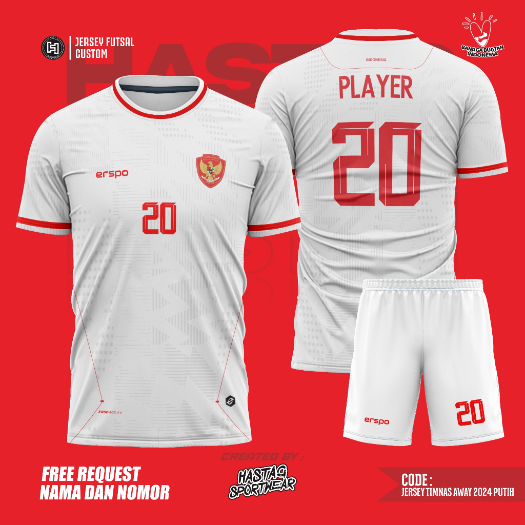 Jual JERSEY TIMNAS INDONESIA AWAY 2024 PUTIH TERBARU FULL PRINTING FREE NAMA DAN NOMOR | Shopee ...