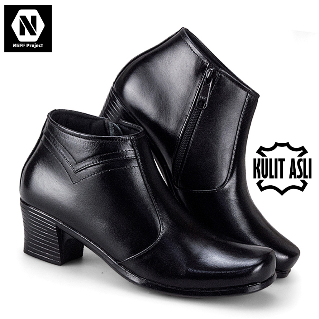 Jual CBR SIX / Sepatu formal boot wanita kulit asli hitam high heels ...