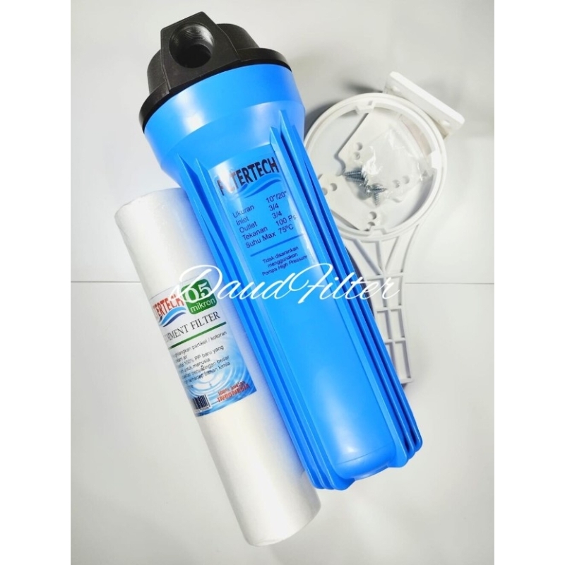 Jual Paket Filter Air Filtertech 10 inch - Housing Blue - Drat 3/4 ...
