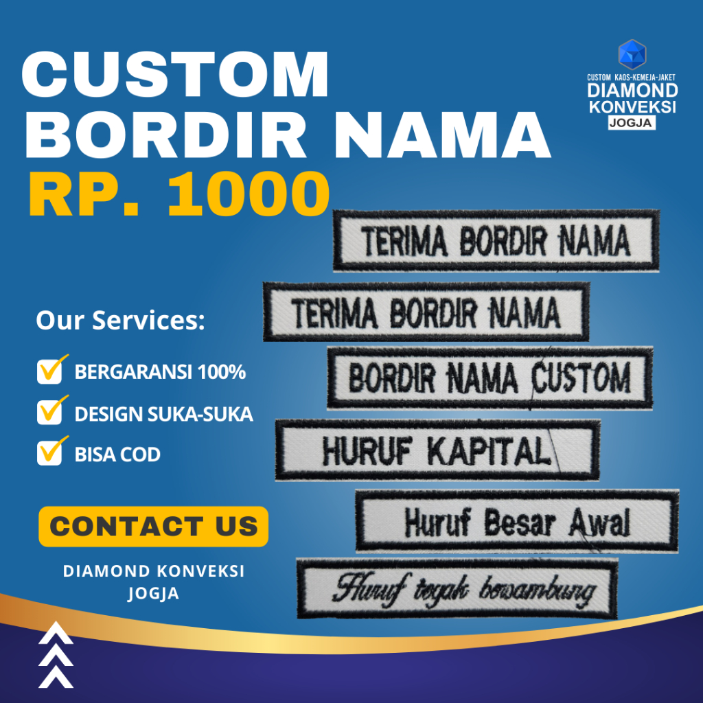 Jual CUSTOM BORDIR NAMA / patch logo Bordir emblem custom logo emblem ...