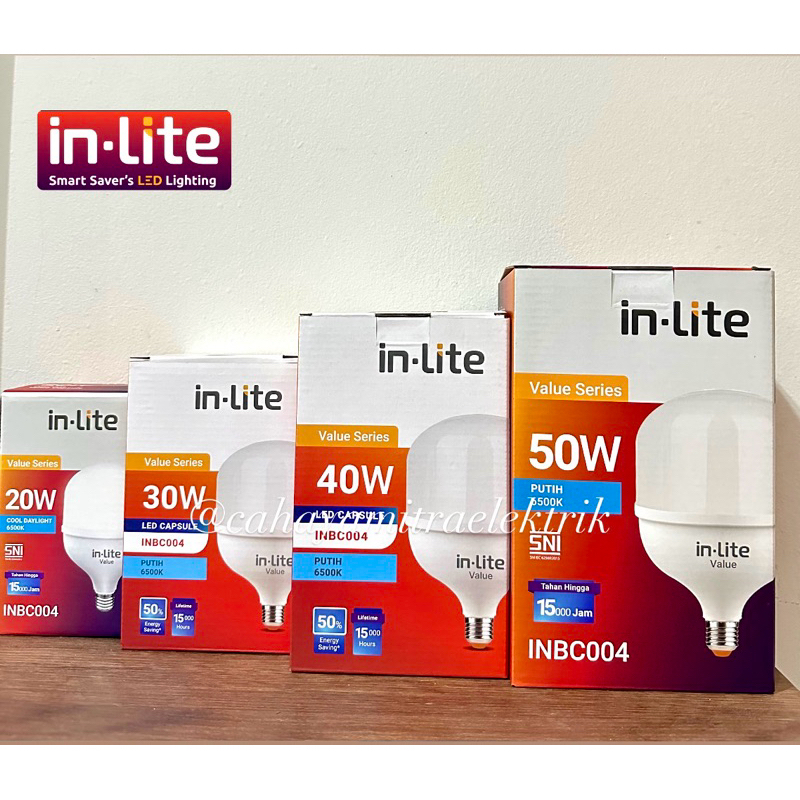 Jual LAMPU LED BULB CAPSULE INLITE 20W, 30W, 40W, 50W -INBC004 | Shopee Indonesia