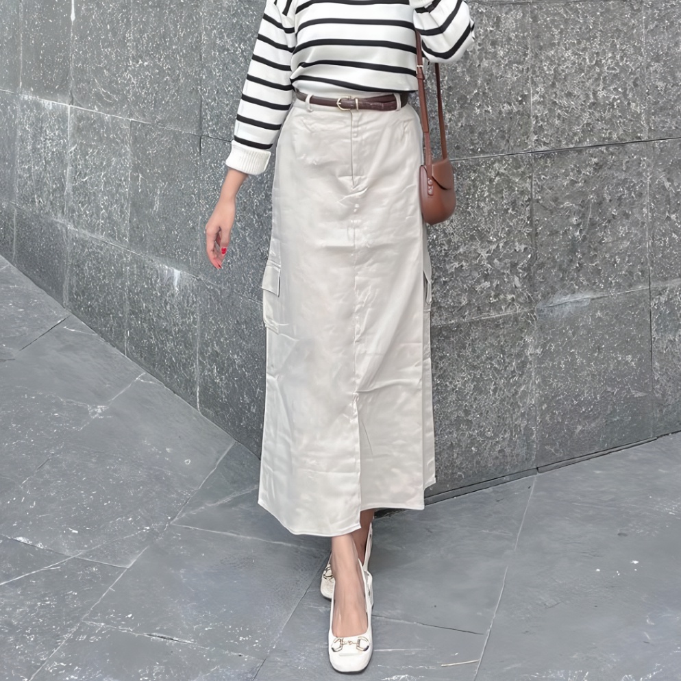 Jual ART O82O Rok cargo wanita model Belah bahan Twill model kekinian ...