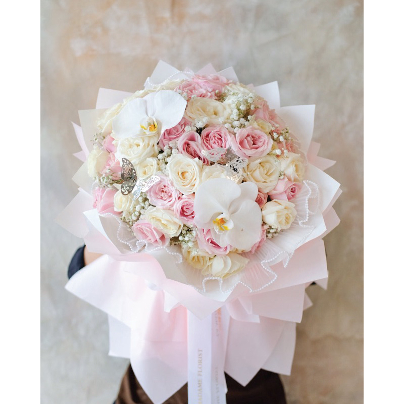 Jual THE ORCHID WHITE AND PINK BOUQUETS BUCKET BUKET bunga segar fresh ...