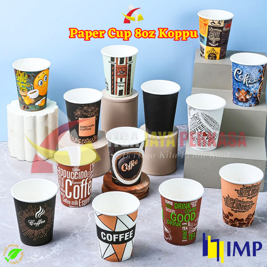Jual Paper Cup 8 Oz Motif Koppu (240ml) / Gelas Kertas Kopi Teh Motif Panas Cup Saja 50pcs ...