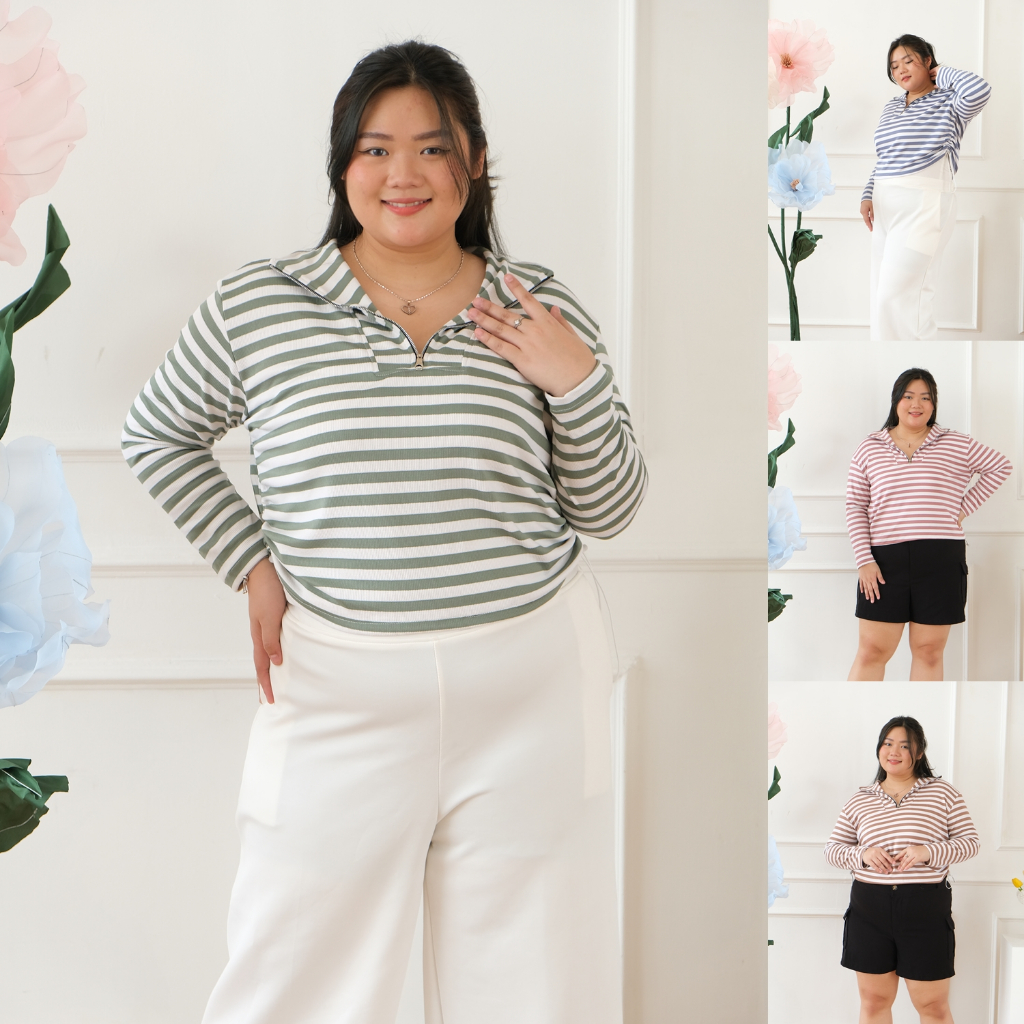 Jual HN Piper Atasan Knit Salur Jumbo Big Size Wanita | Shopee Indonesia