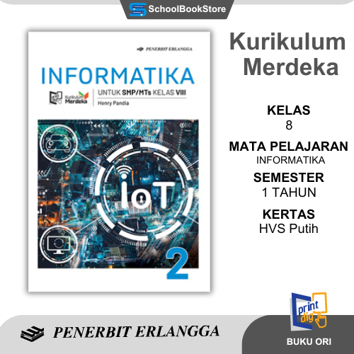 Jual BUKU PAKET INFORMATIKA KELAS KLS 8 2 SMP MTS KURIKULUM MERDEKA PENERBIT ERLANGGA Belajar ...