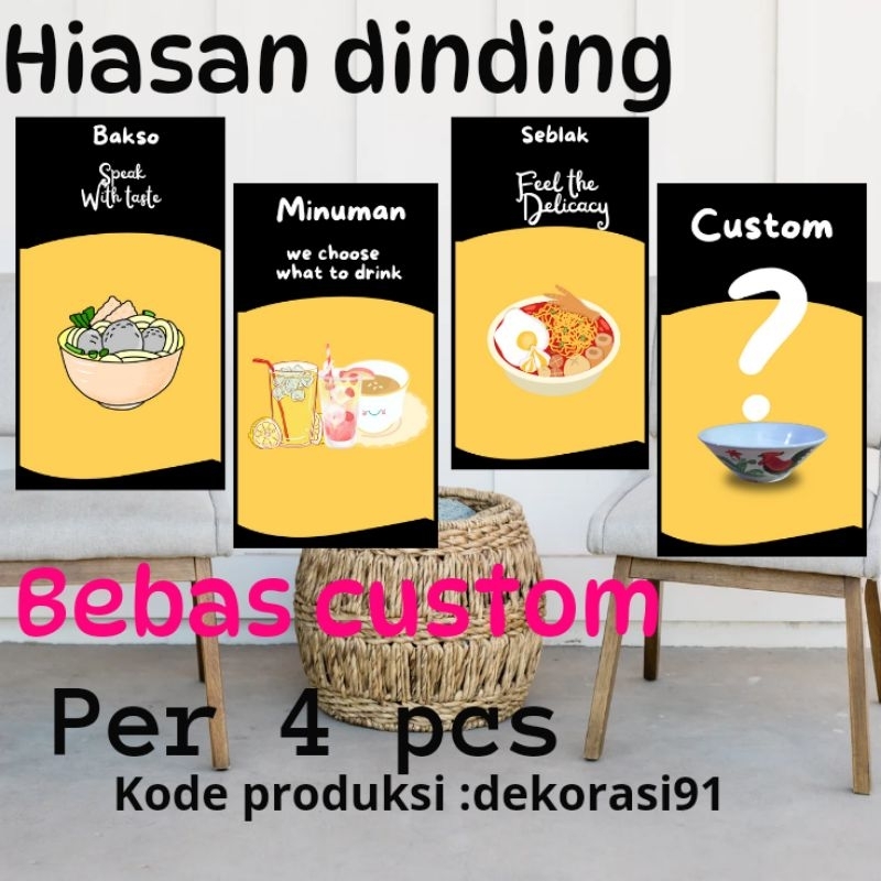 Jual Custom Tema makan, bebas request, 4 panel, ukuran 15x30 cm ...